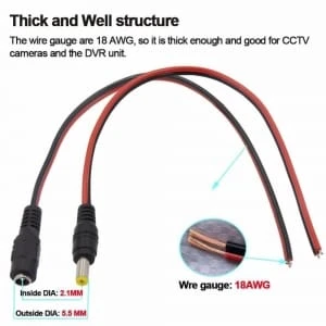 Buy Male & Female DC Power Pigtail 2.1mm x 5.5mm Connectors (Upgraded ...