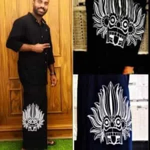 Buy yaka mark Batik Sarong black cotton