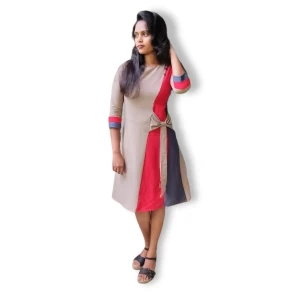Buy Three Colour Linen Dress Frock
