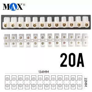 Buy Plastic terminal connecter bar strip 20a 12 ports