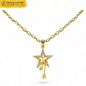 Buy 24 inch Gold Plated Cut Link Chain & Shooting Star Pendant w