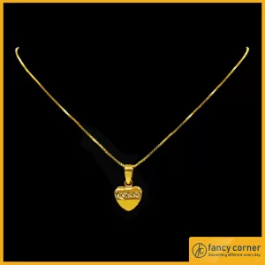 Buy 45 CM Gold Plated Box Chain & Heart Pendant with White Stone