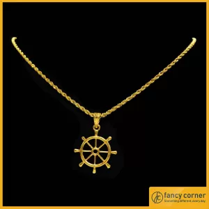 Buy 18Gold Plated Rope Chain & Dharmachakra Pendant+