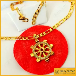 Buy 60 CM Gold Plated Lara Chain & Dharmachakra Pendant Guarante