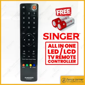 Buy Black Singer LCD / LED Tv Remote Controller & Free Batteries