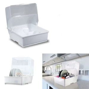 Buy Plate Rack Dish Rack with Lid Cover kitchen storage ware