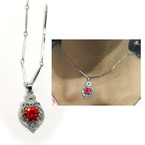Buy Stainless Steel Necklace With Red Crystal Pendent