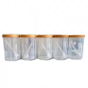 Buy Gold 5 Pieces Visual Plastic Kitchen Spice Containers ROUND