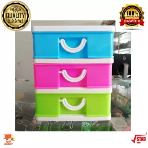 Buy Multi Color Mini Small Drawer set Plastic 3 Layers