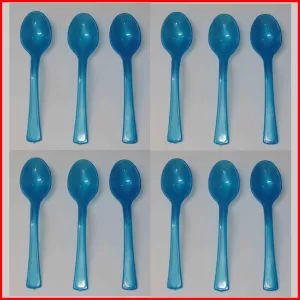 Buy Assorted Plastic Tea Spoons Pink and Blue - 24 Pcs / Set