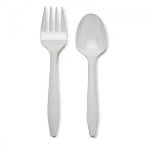 Buy Plastic Disposable Spoon and Fork - 12 Pcs