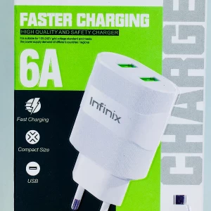 Buy Infinix fast charger 6A 2 port with cable
