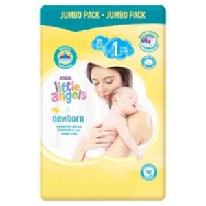 Buy ASDA Little Angels Newborn Size 1 70 Diapers (2-5)KG (UK