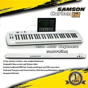 Buy White Samson Carbon 61 - USB MIDI Controller Midi Key Board