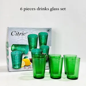Buy Green 6 Pieces Drink Glass Set Green Blue Glass Set