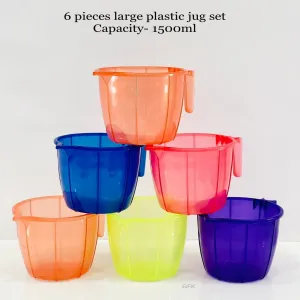Buy Multicolor 1L 2L 6 Piece Large Plastic Jug Set Multipurpose