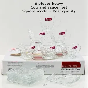 Buy Not Specified 6 Pieces Heavy Cup and Saucer Set Square Model