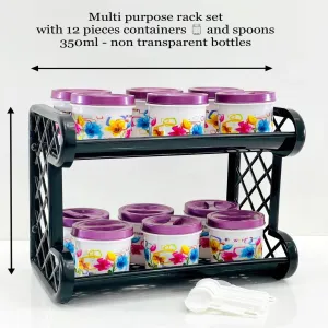 Buy Purple Multi Rack Set with 12 Piece Non Transparent 350ml Co